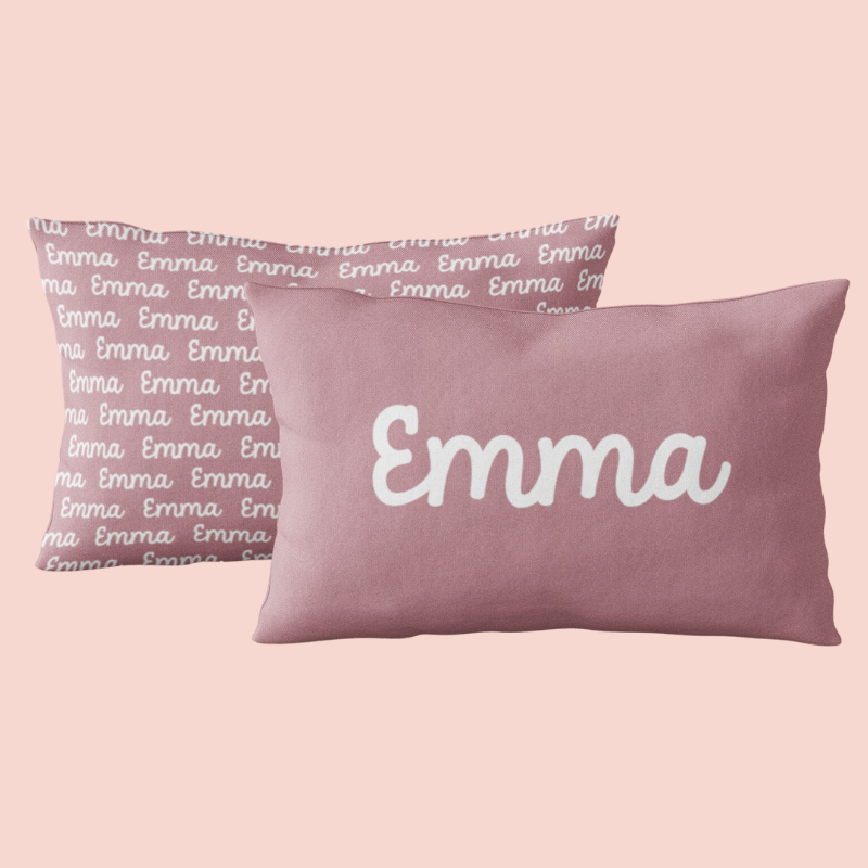 Custom Pillow | Centered Name + Repeating Name – sugar + maple